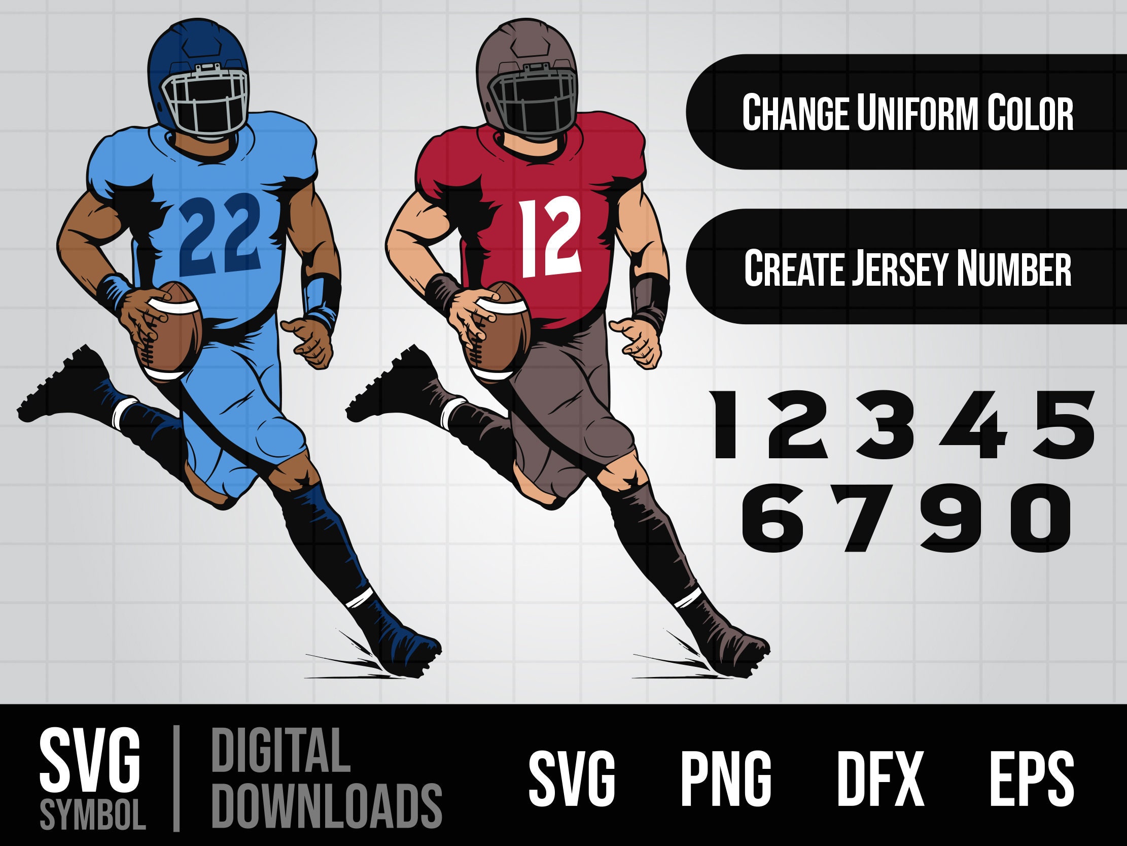 Football Player SVG Football Player Png Football Cutfile - Etsy