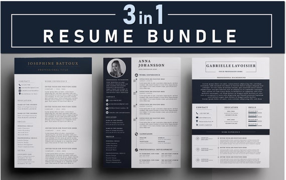 Resume Template Bundle / Professional Resume Template for Word | Etsy