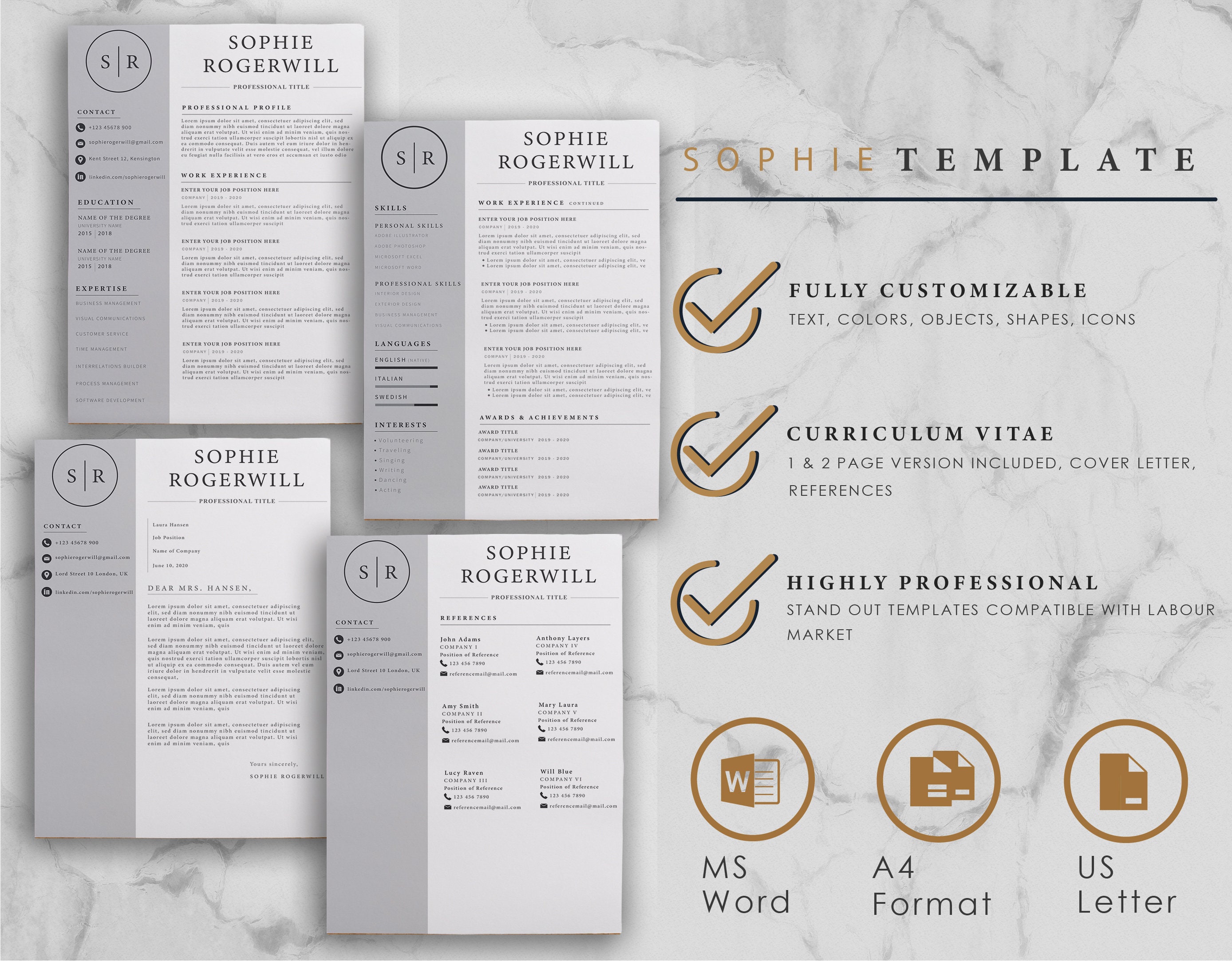 Resume Template Bundle for Word CV Template Bundle | Etsy