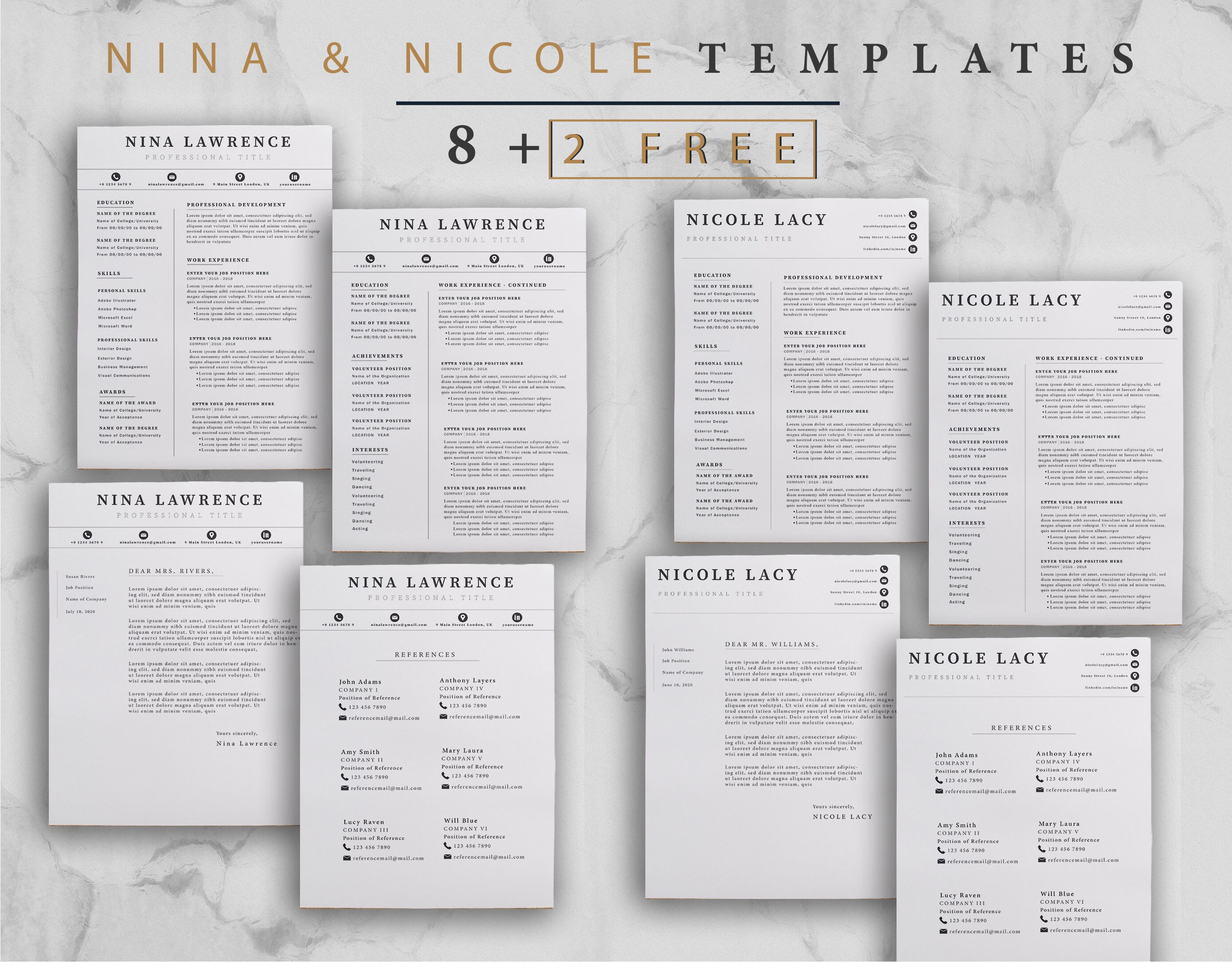 Resume Template Bundle for Word CV Template Bundle | Etsy