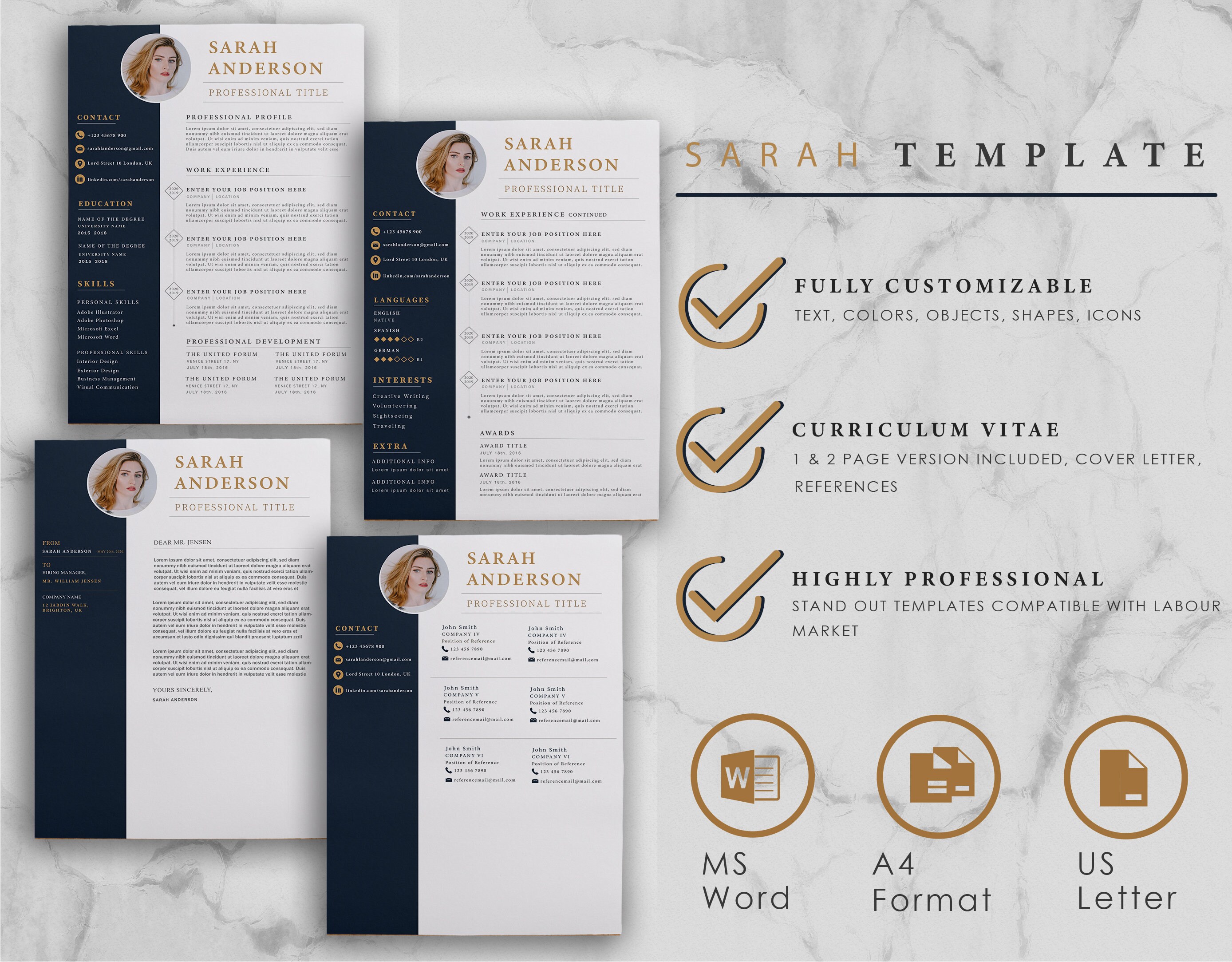 Resume Template Bundle for Word CV Template Bundle | Etsy