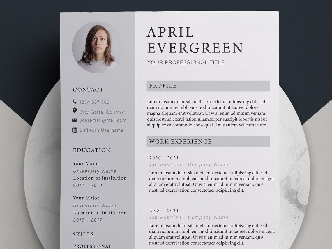 Classy Resume Template With Photo Word | 2 Page CV Template | CV for ...