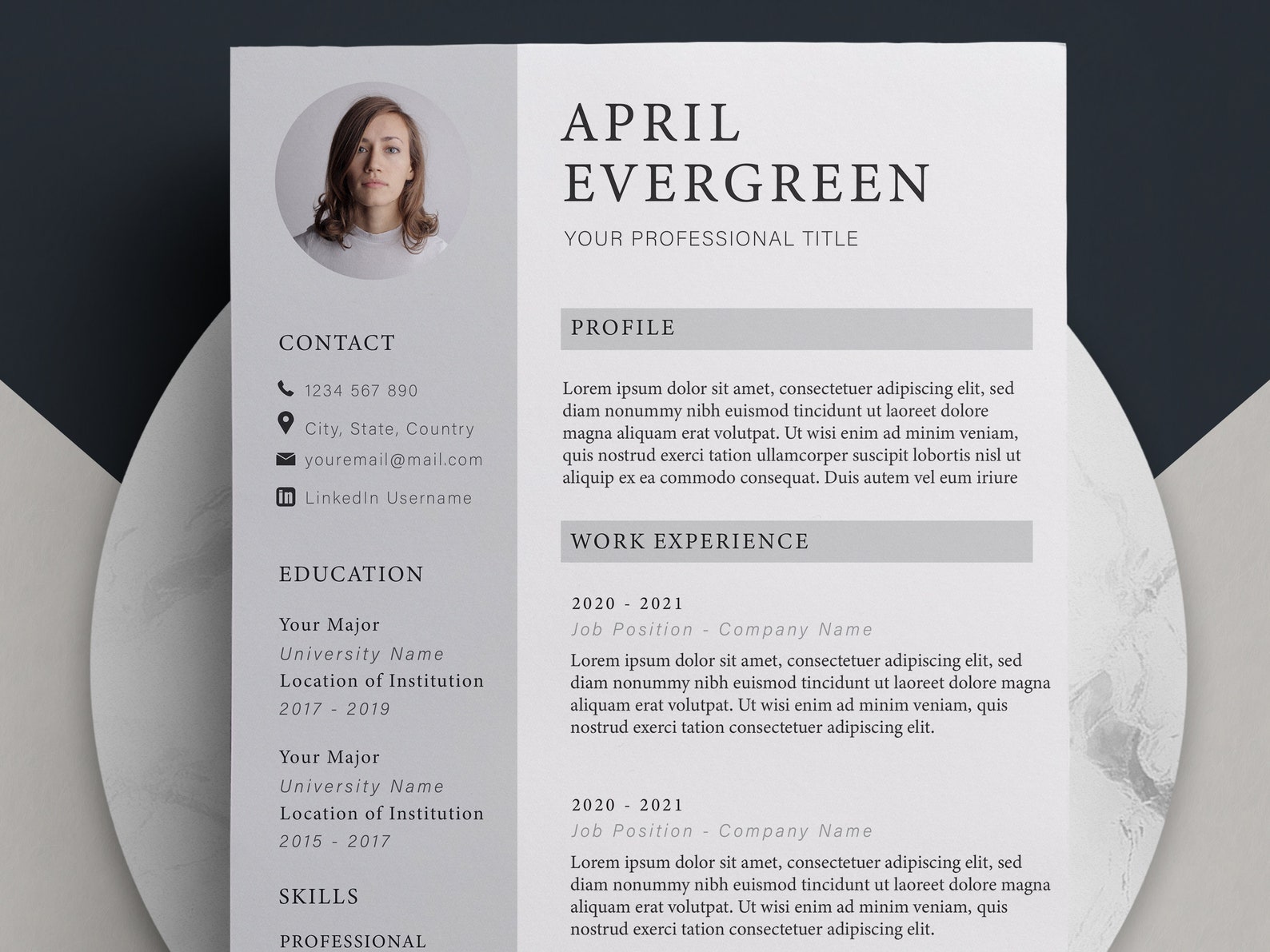 Classy Resume Template With Photo Word | 2 Page CV Template | CV for ...