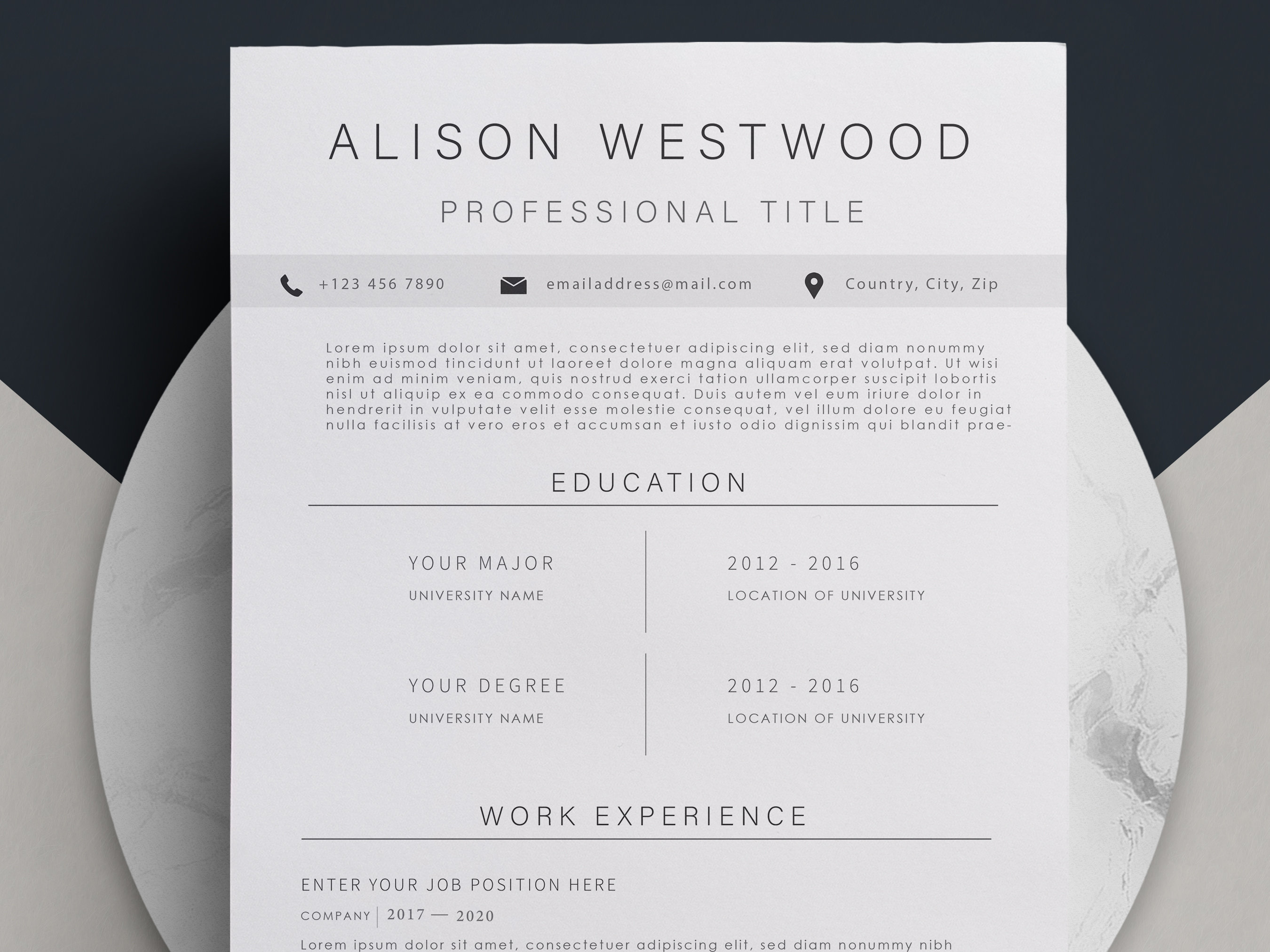 Minimalist Resume Template for MS Word Professional Executive Resume/cv ...