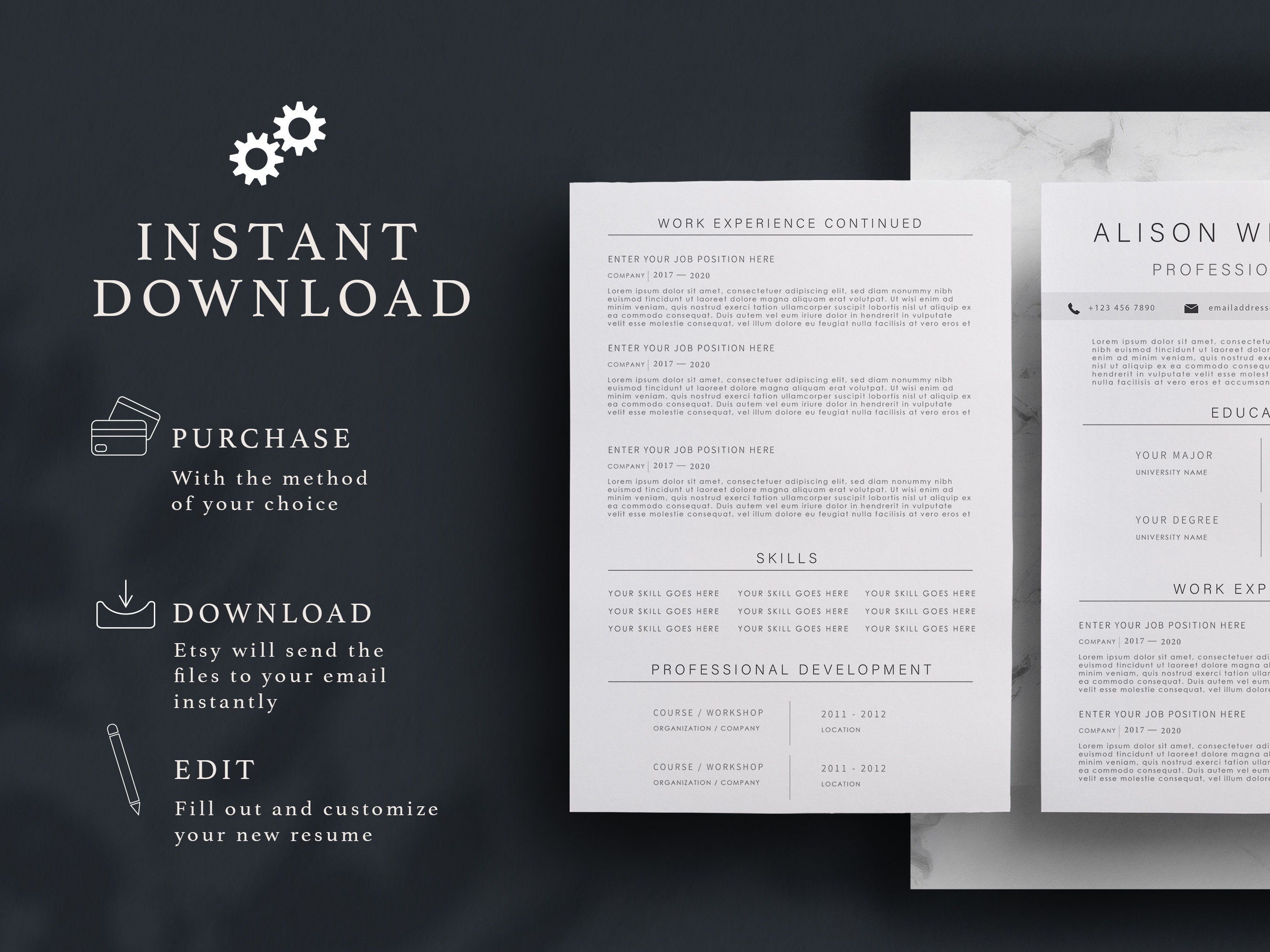 Minimalist Resume Template for MS Word Professional Executive Resume/cv ...
