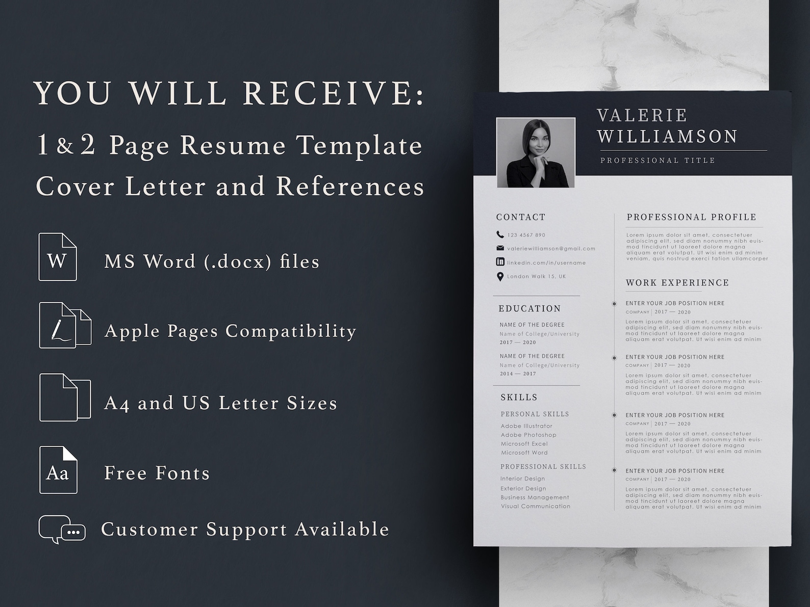 Classy Resume Template for Word | Professional Resume | Resume/cv ...