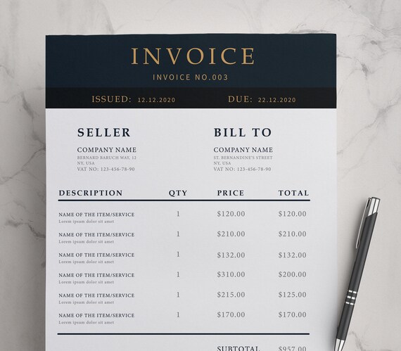 Invoice Template Invoice Template for Word Printable - Etsy