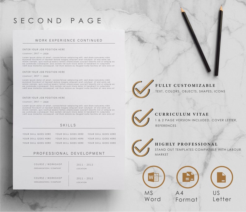 Minimalist Resume Template for MS Word Professional | Etsy