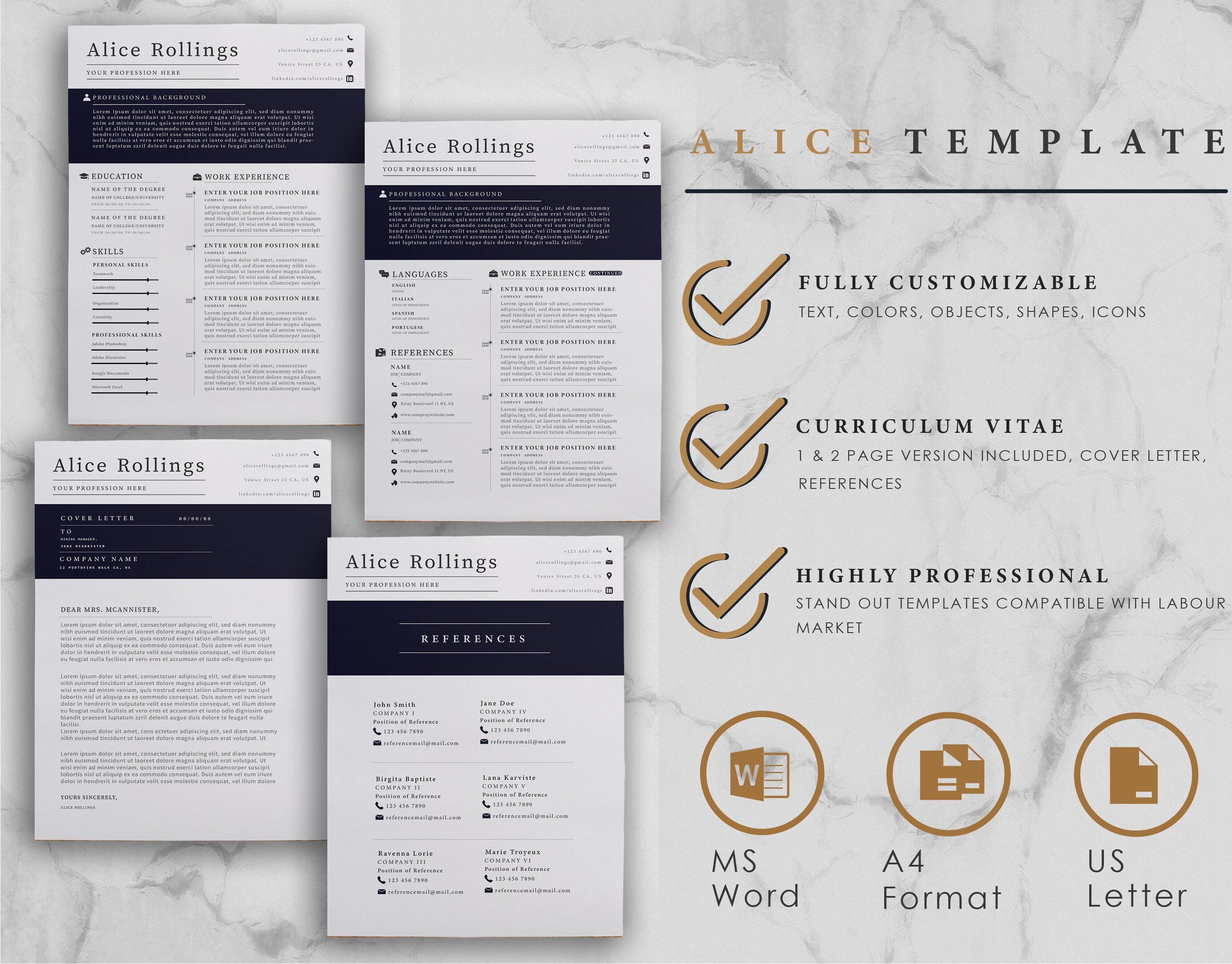 Resume Template Bundle for Word CV Template Bundle | Etsy