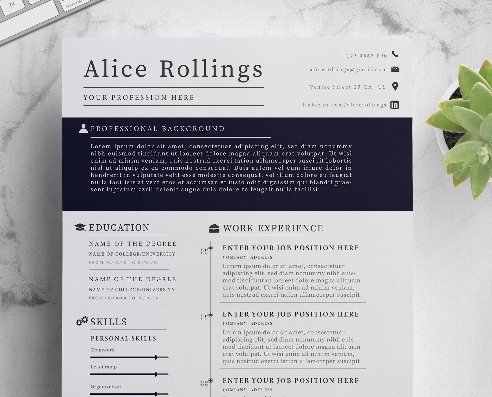 Modern Resume Template for Word Professional Resume | Etsy