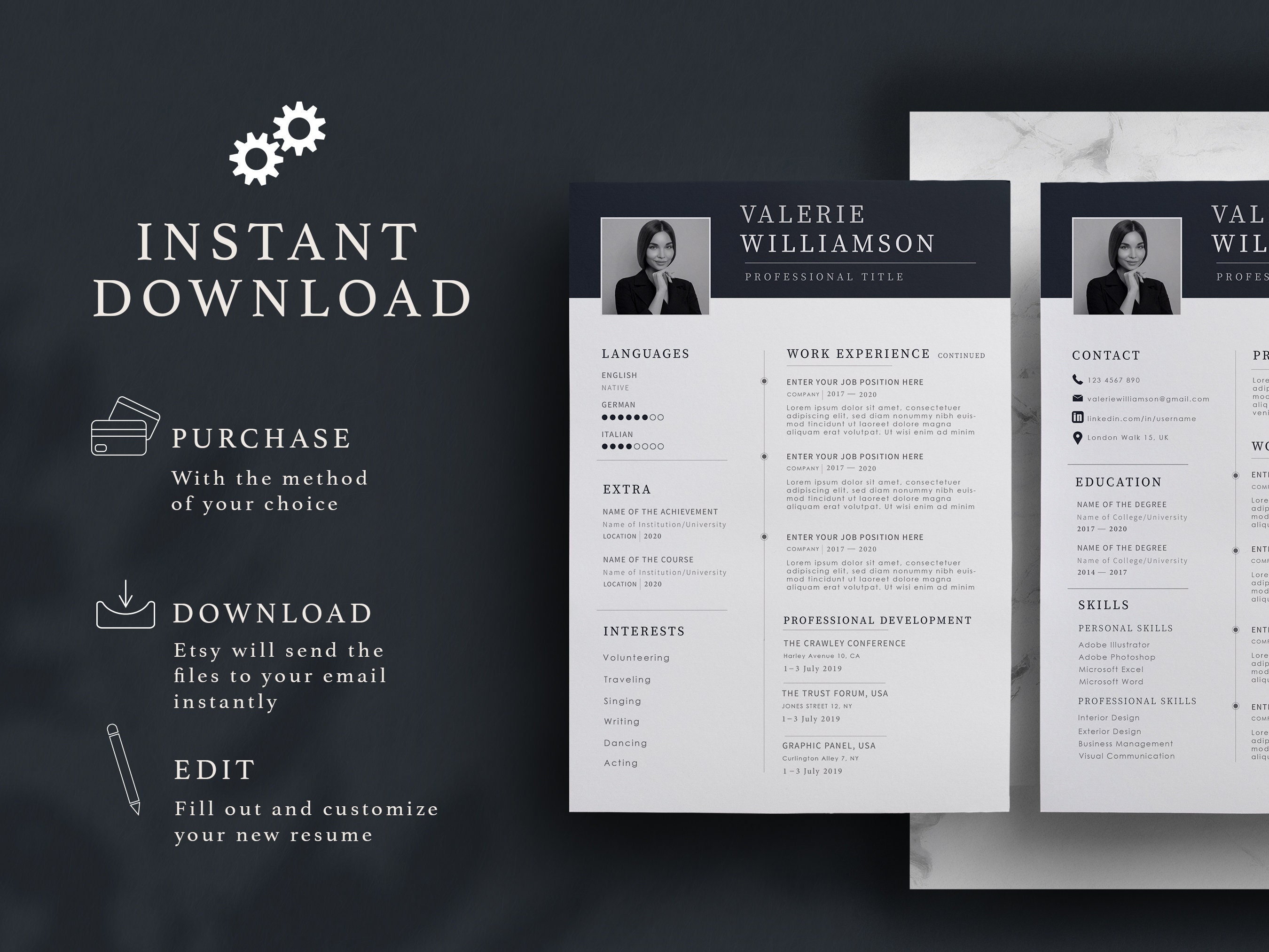 Classy Resume Template for Word | Professional Resume | Resume/cv ...