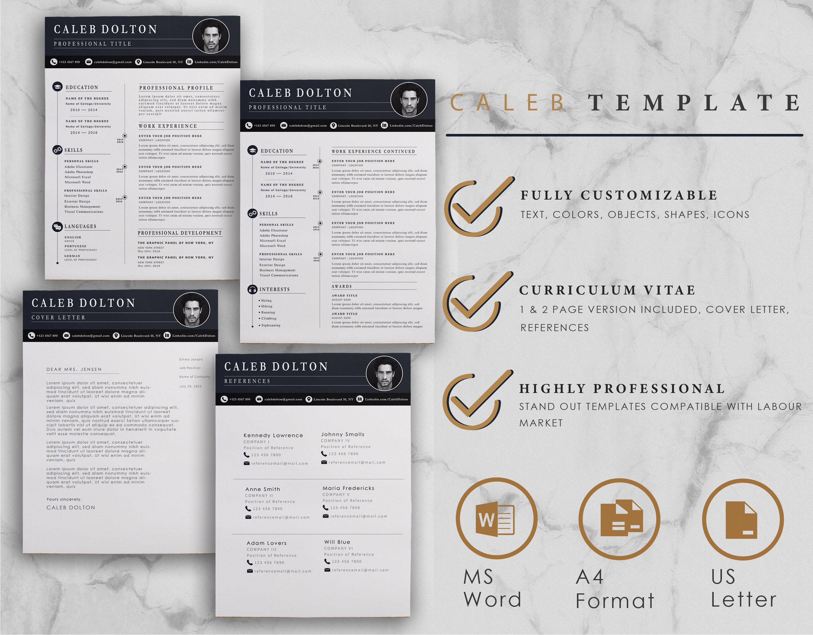 Resume Template Bundle for Word CV Template Bundle | Etsy