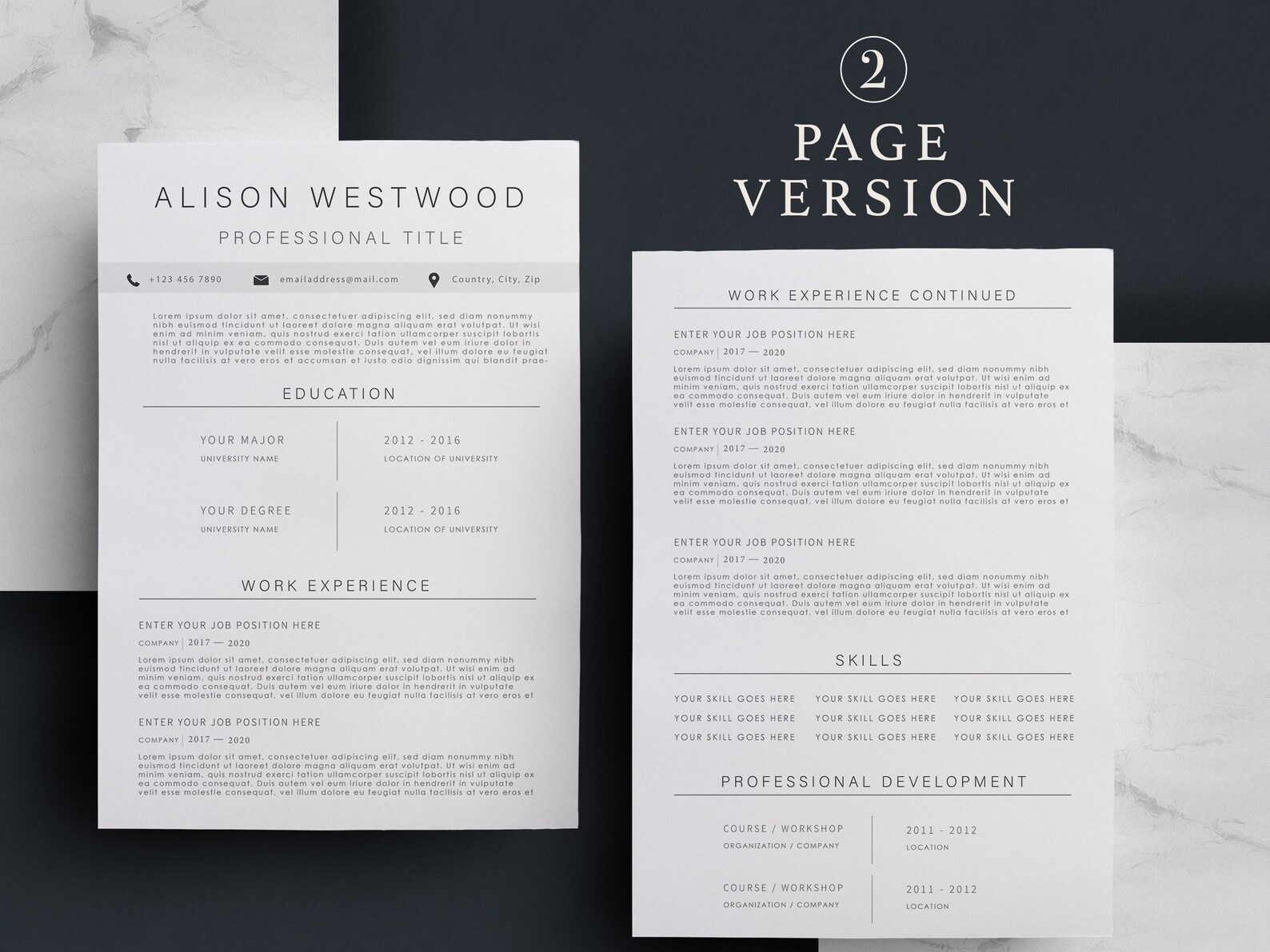 Minimalist Resume Template for MS Word | Professional Executive Resume ...