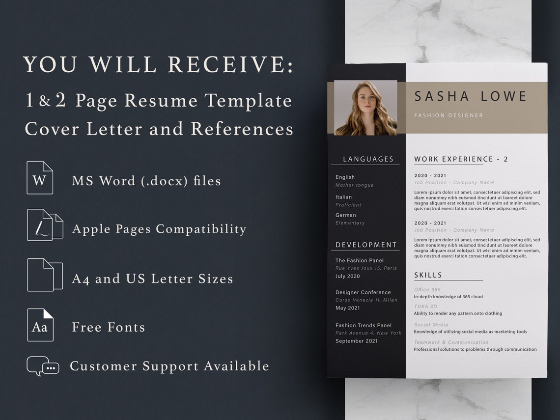 CV Template Word Professional Resume Template Curriculum Vitae Digital ...
