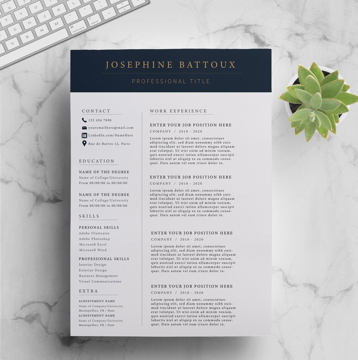 Professional Resume Template for MS Word Resume/cv Cover | Etsy
