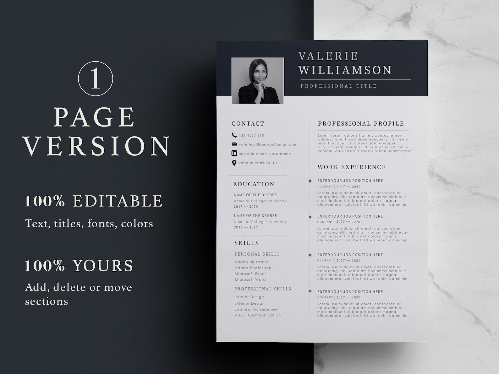 Classy Resume Template for Word | Professional Resume | Resume/cv ...