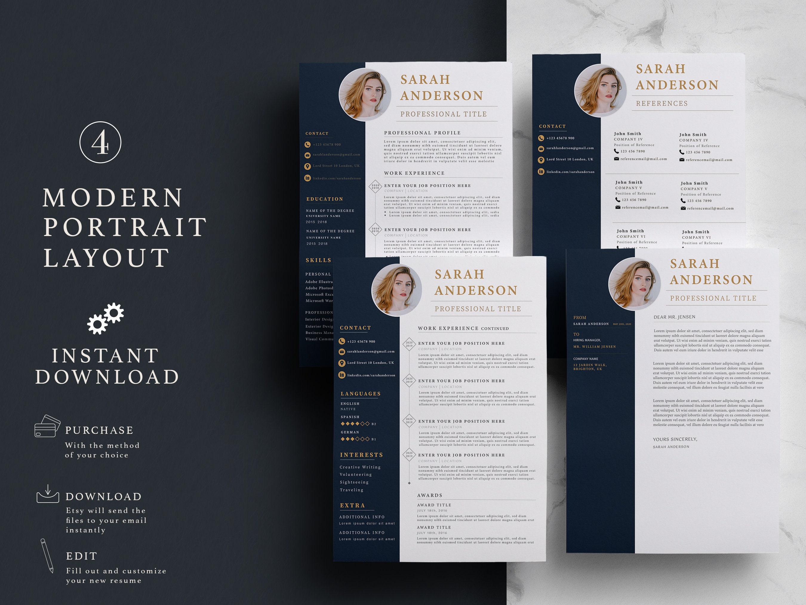 Resume Template Bundle for Word CV Template Bundle - Etsy