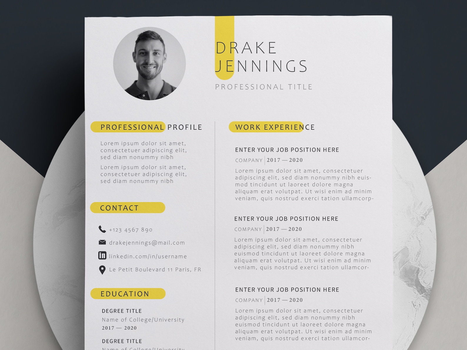 Resume Template for Word | Colorful Resume Template With Cover Letter ...