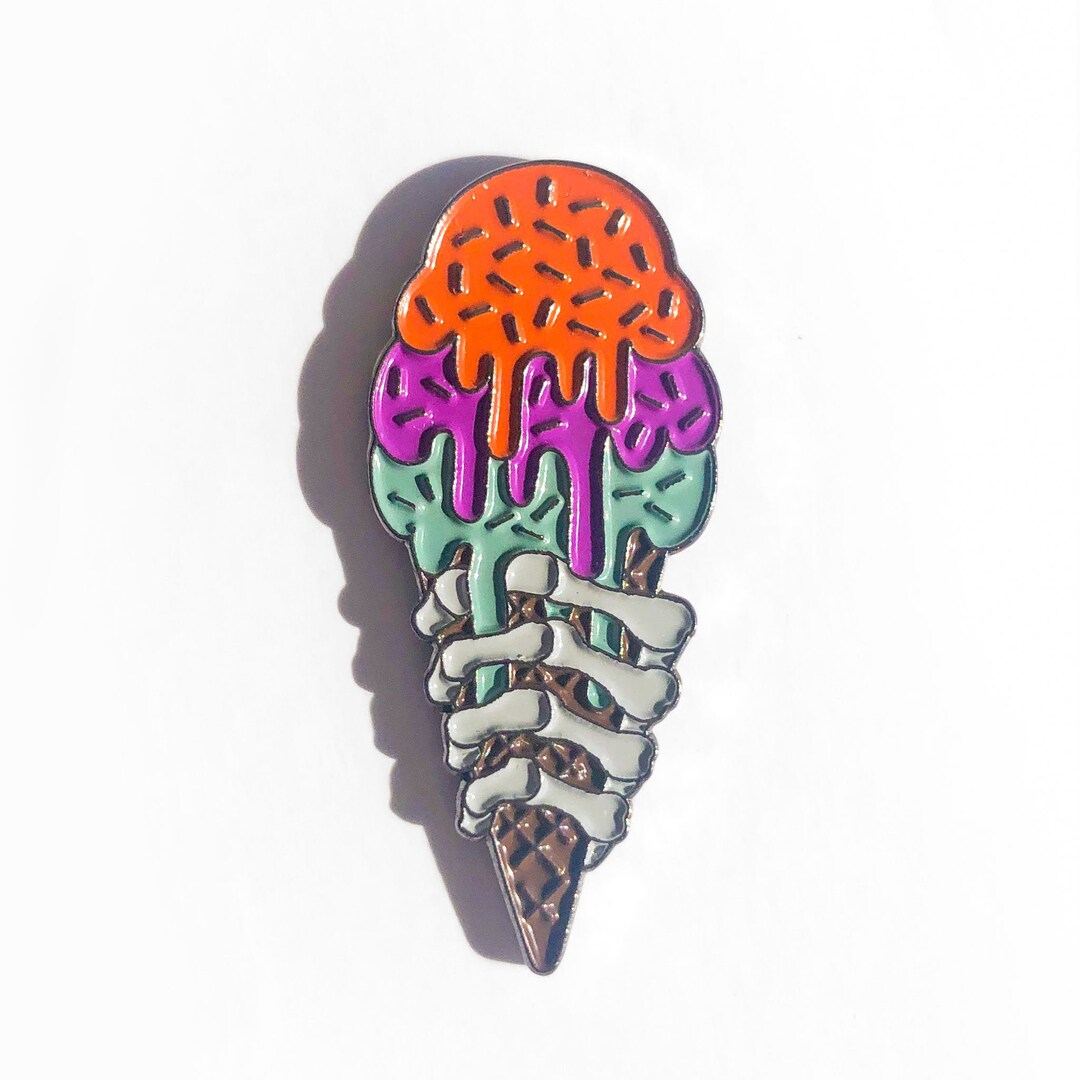 Skeleton Ice Cream Enamel Pin Halloween Spooky Gift - Etsy