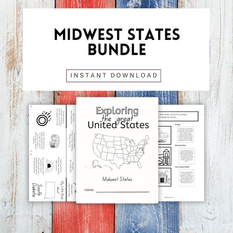 USA Midwest States Geography Worksheets and Lesson Plans for Homeschool ...