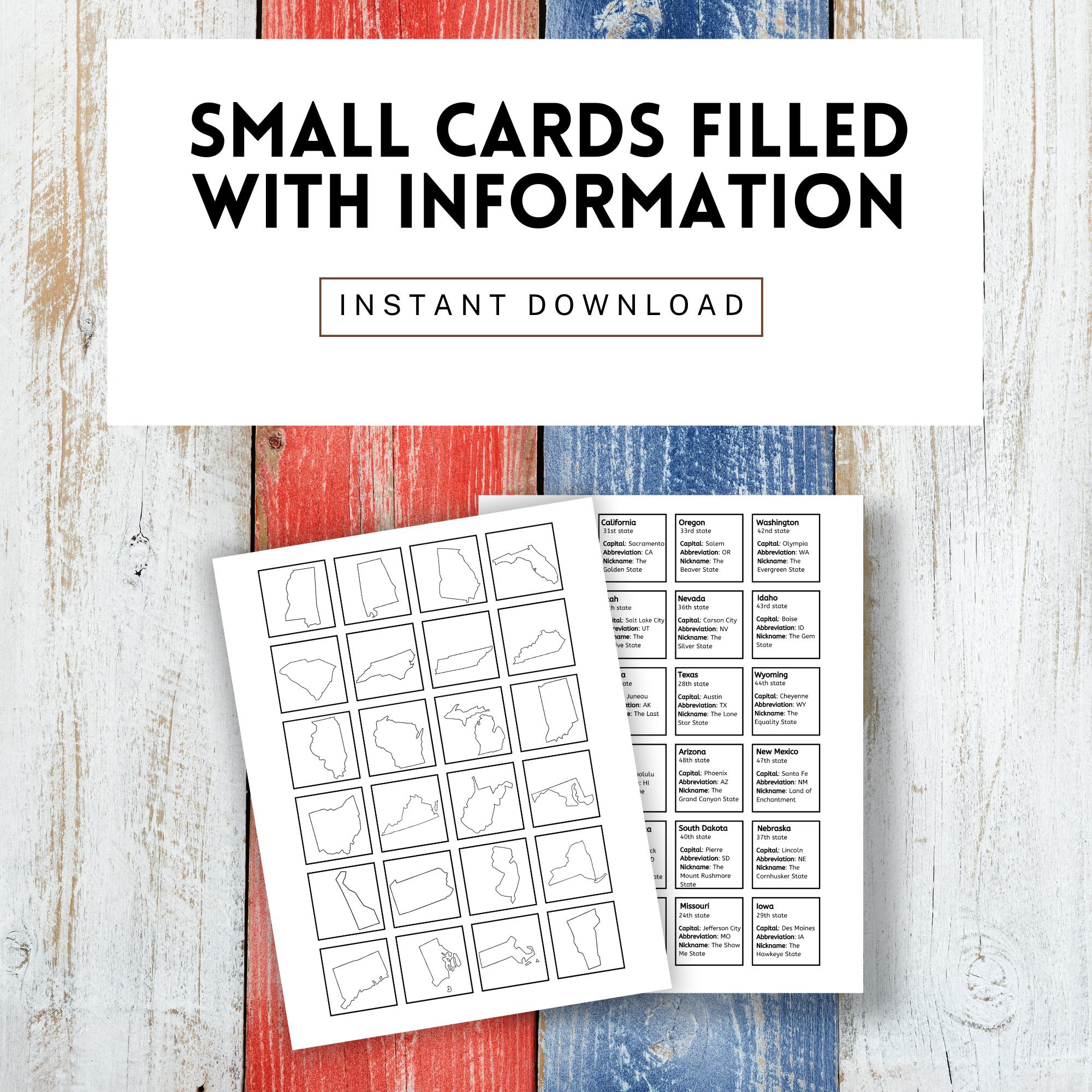 50 States Fast Facts | United States Flash Cards | Homeschool Resource ...