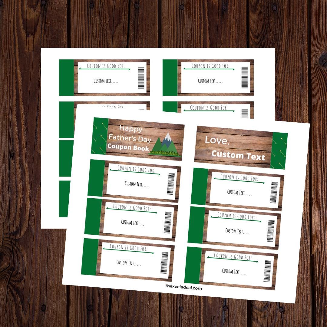 Personalized Father's Day Coupon Book Editable Template - Etsy