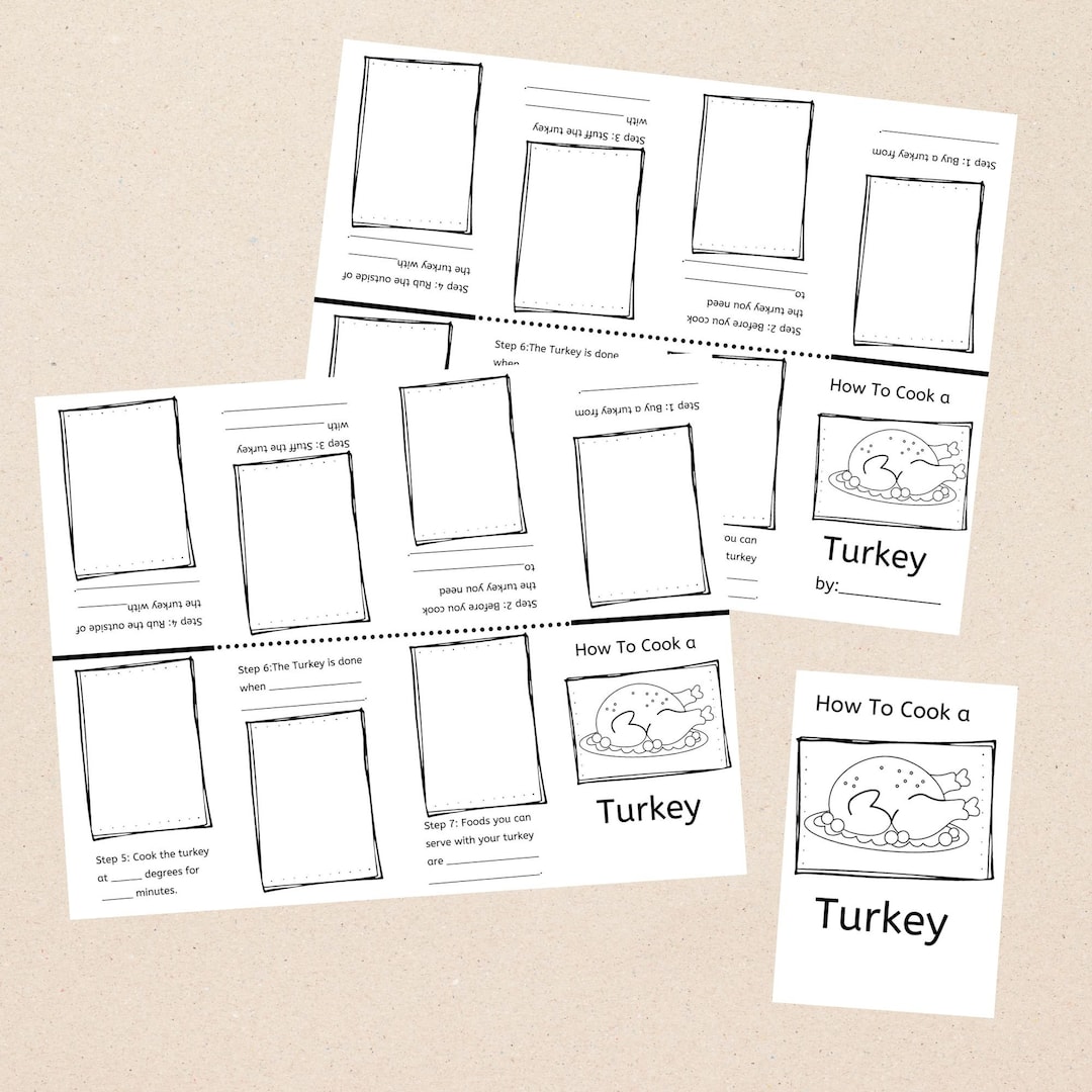 How to Cook a Turkey Mini Book | Thanksgiving Turkey Recipe Activity - Etsy