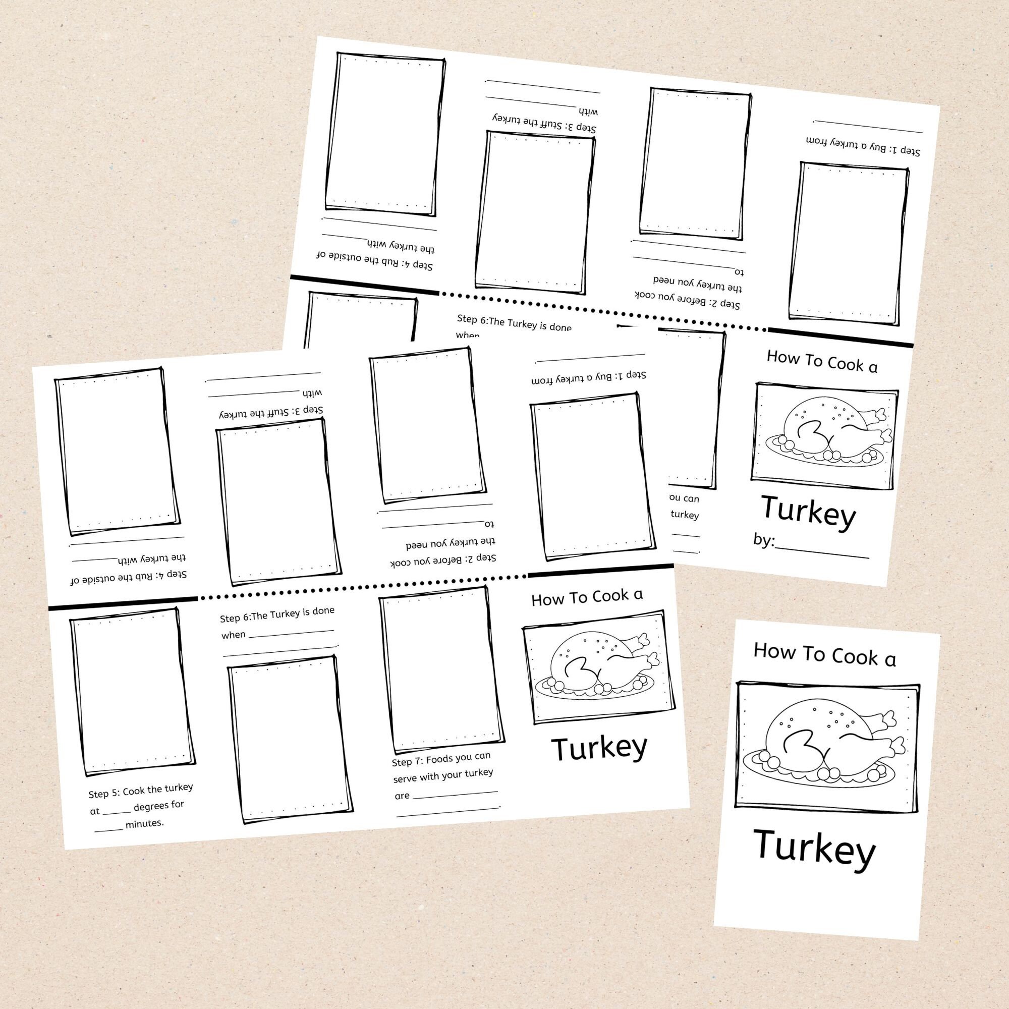 How to Cook a Turkey Mini Book | Thanksgiving Turkey Recipe Activity - Etsy