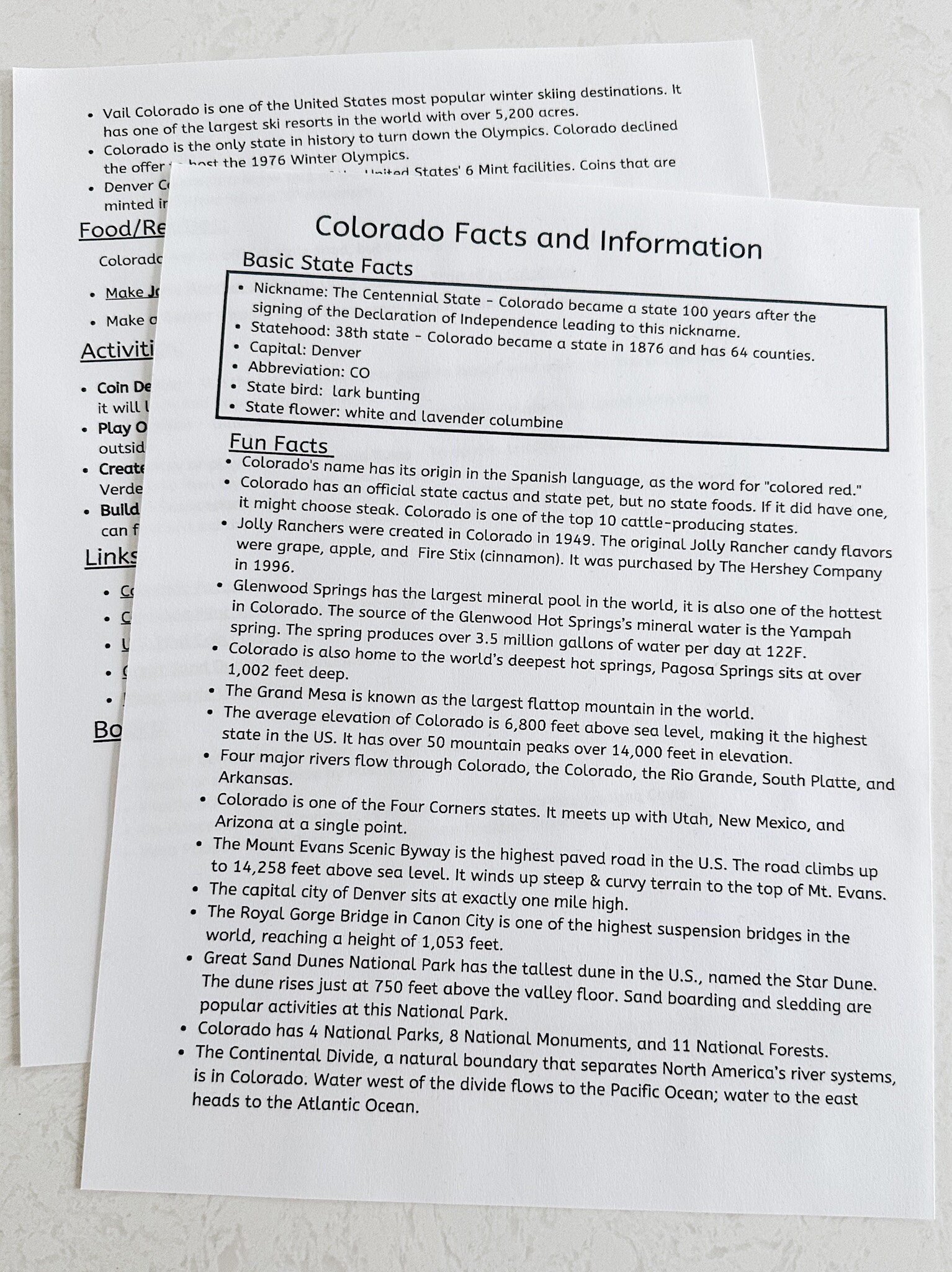 Colorado Worksheets and Unit Study - Etsy