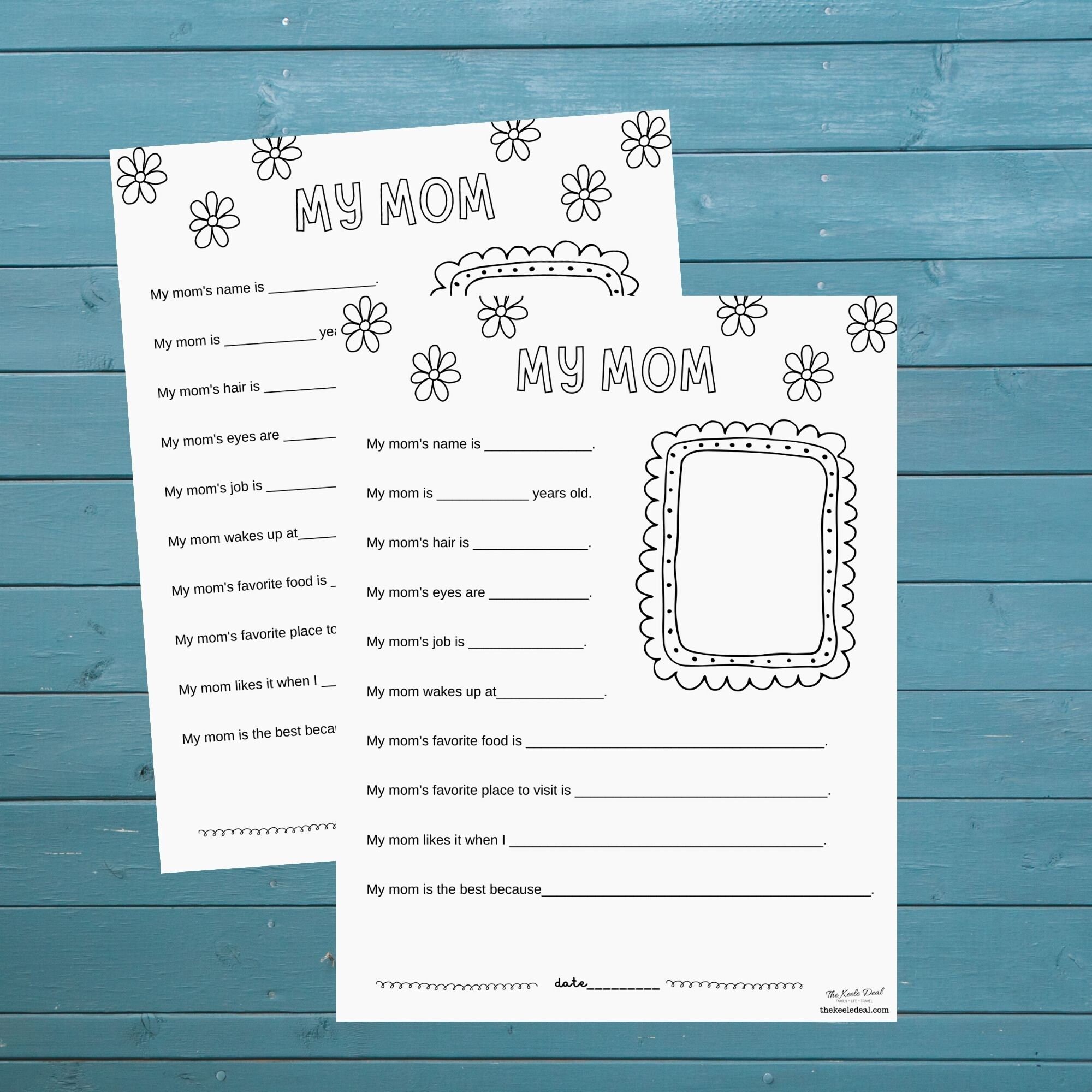My Mom Mother's Day Questionnaire All about my mom | Etsy