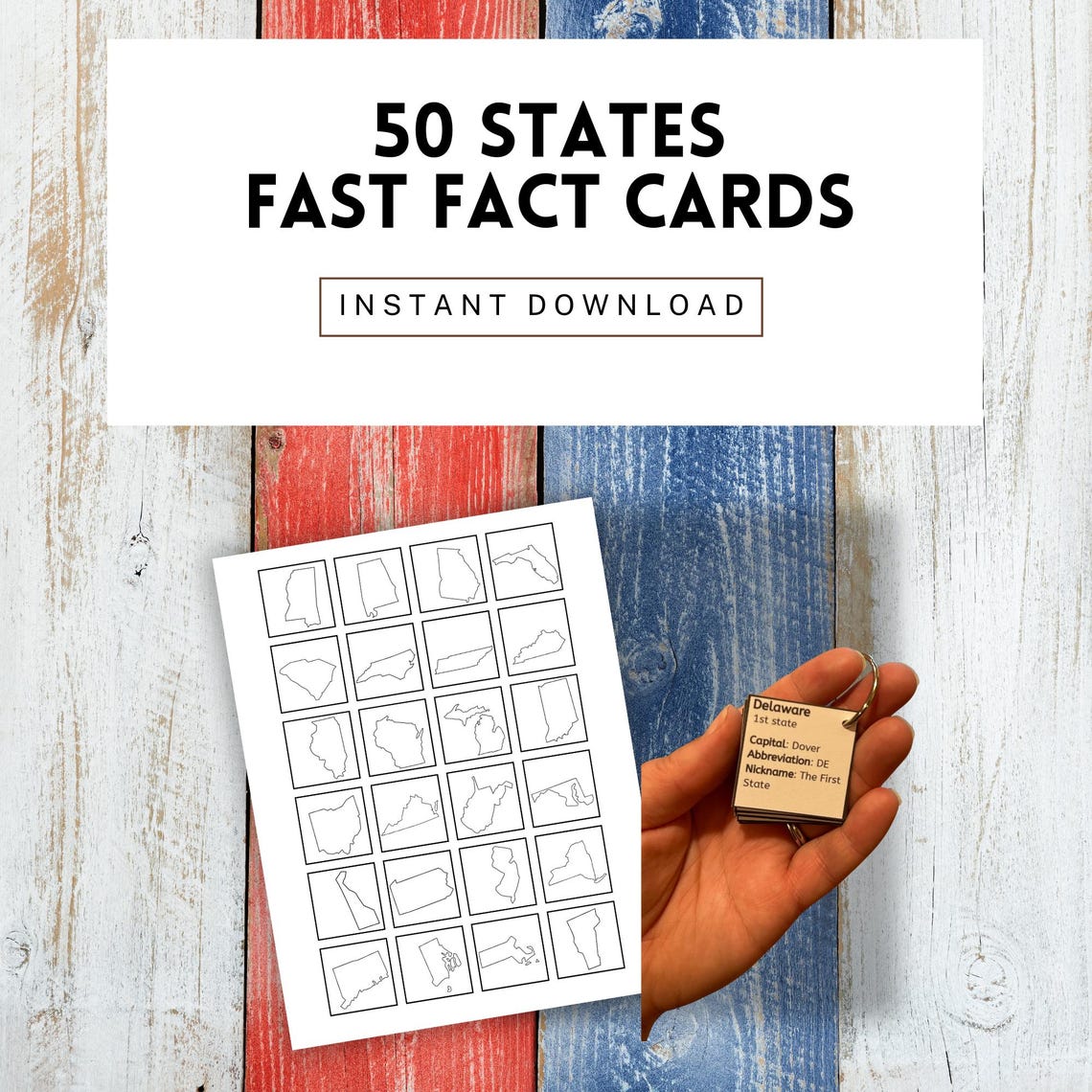 50 States Fast Facts | United States Flash Cards | Homeschool Resource ...