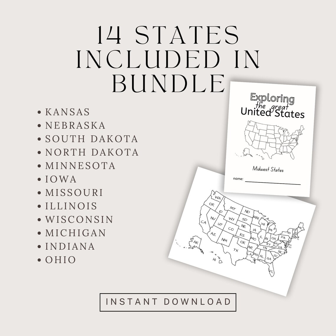 USA Midwest States Geography Worksheets and Lesson Plans for Homeschool ...
