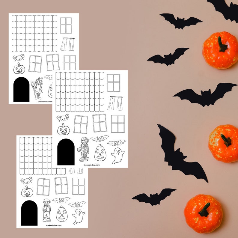 Haunted House Paper Bag Craft Template - Etsy