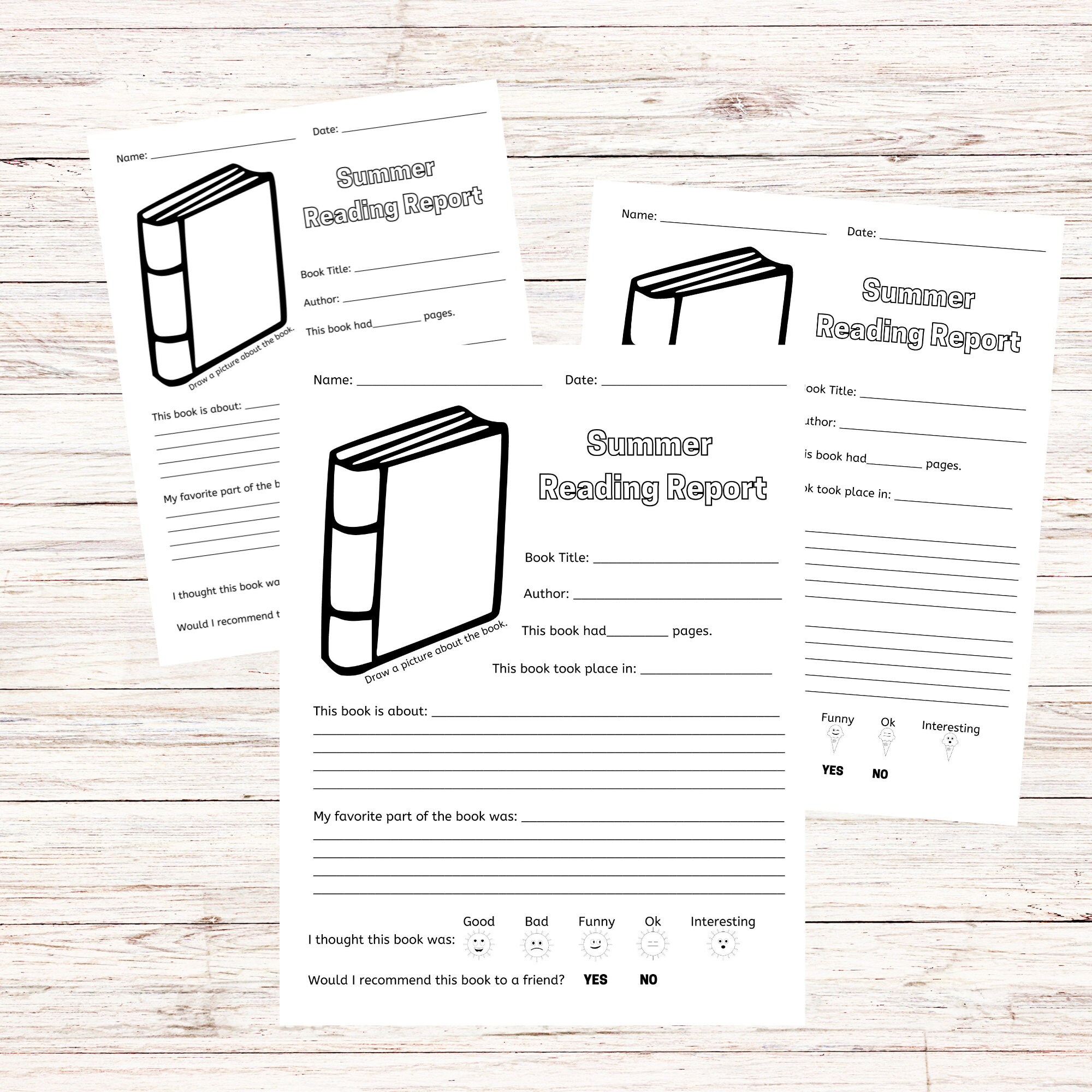 Summer Reading Report Printable, Book Report Worksheet, Printable Book ...