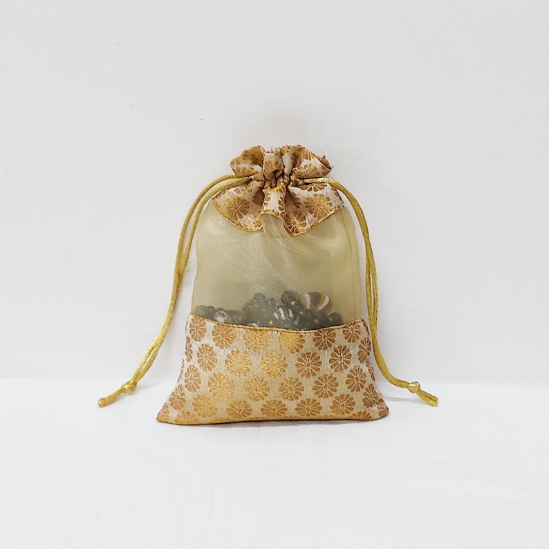 50 Favor Bag, Handmade Gift Bags, Brocade Party Pouch, Indian Potli Bag, House Warming Gift Bag ...