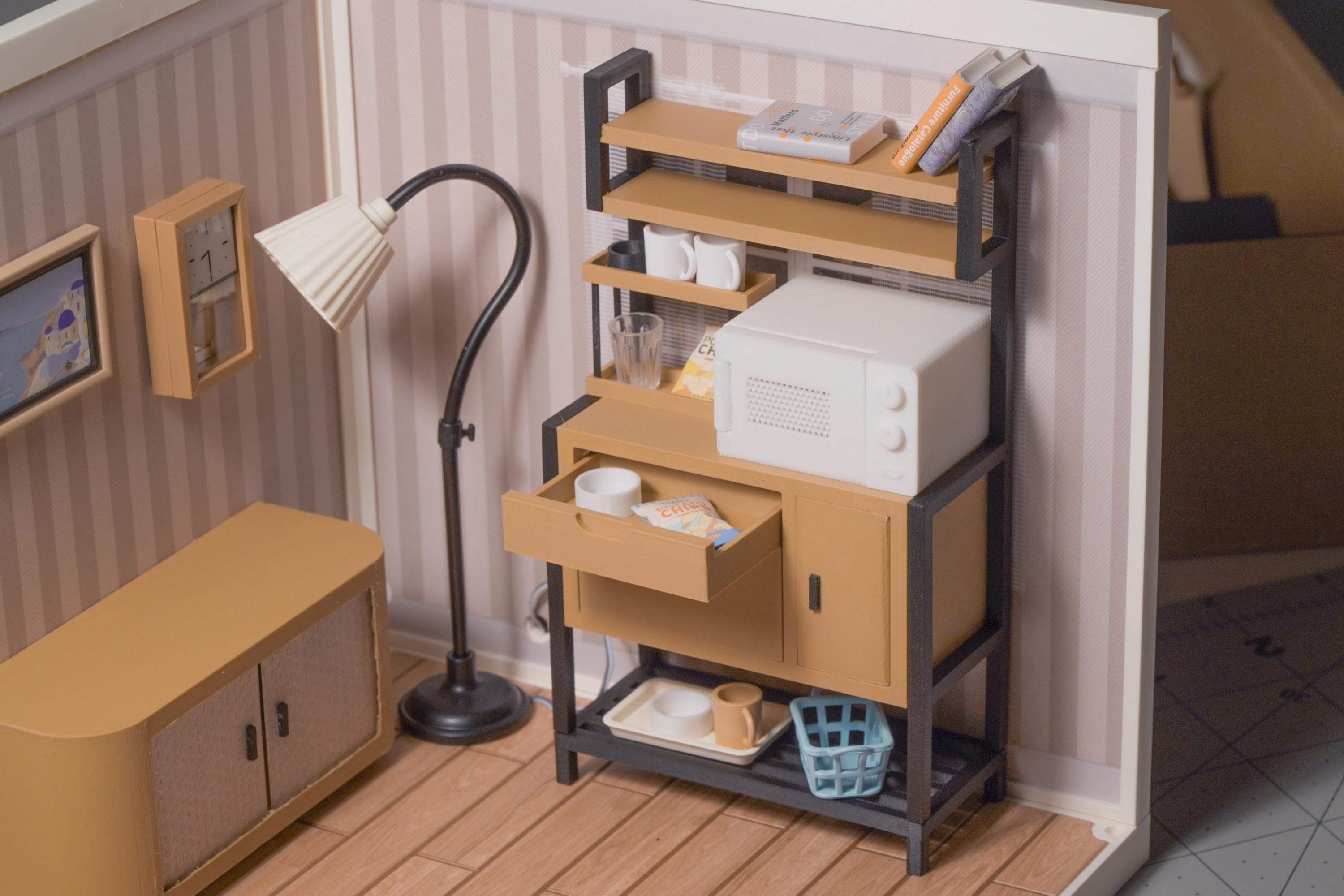 1/12 Scale Kitchen Bakers Rack Miniature With Drawers, Storage ...