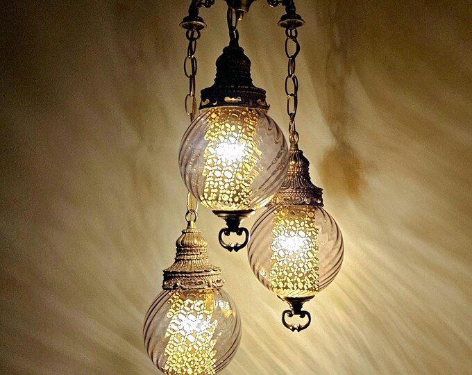 Vintage Swag Lamp Hollywood Regency Triple Swag Light Triple Globe ...
