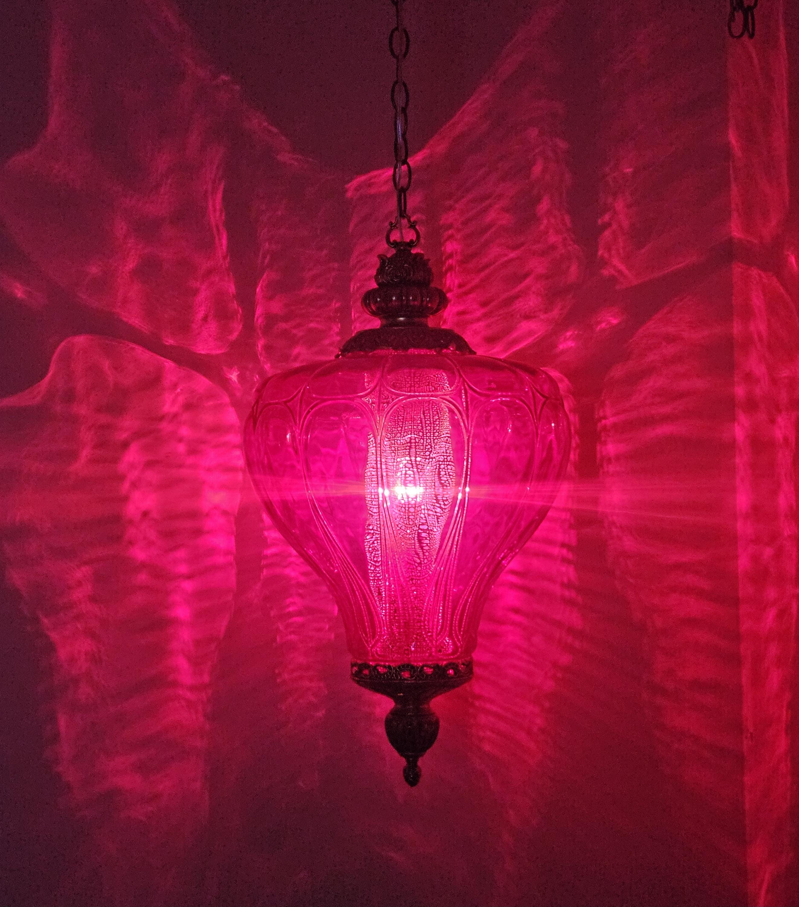 Huge RED Swag Glass Balloon Globe Vintage Retro Lamp Light Falkenstein ...