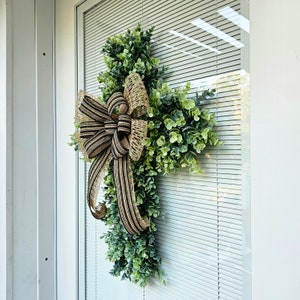 Handmade Easter Cross Front Door Wreath Swag for Indoor Outdoor Year ...