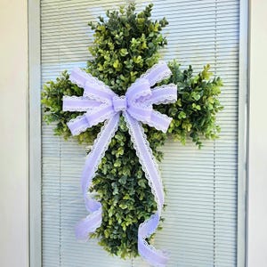 Easter Cross Wreath for Front Door Double Wreaths Christianity Religion ...