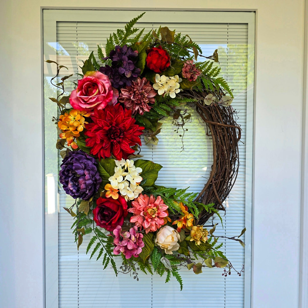 Wreaths for Front Door, Double Door, Outdoor Spring Summer Fall Porch ...