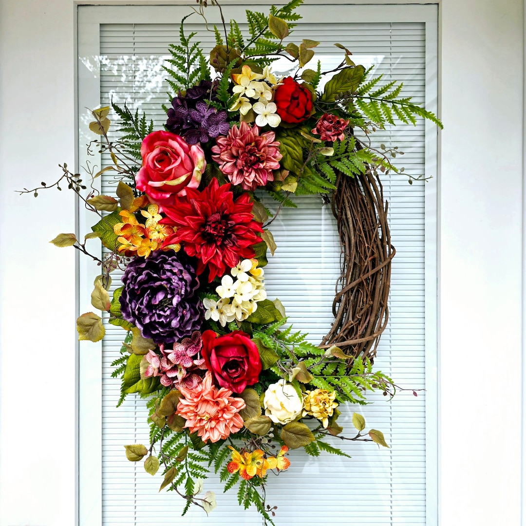 Wreaths for Front Door, Double Door, Outdoor Spring Summer Fall Porch ...