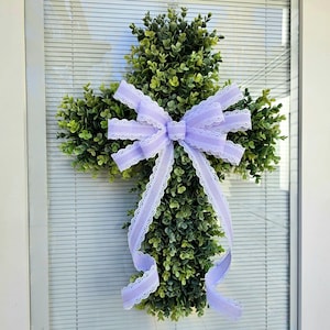 Easter Cross Wreath for Front Door Double Wreaths Christianity Religion ...