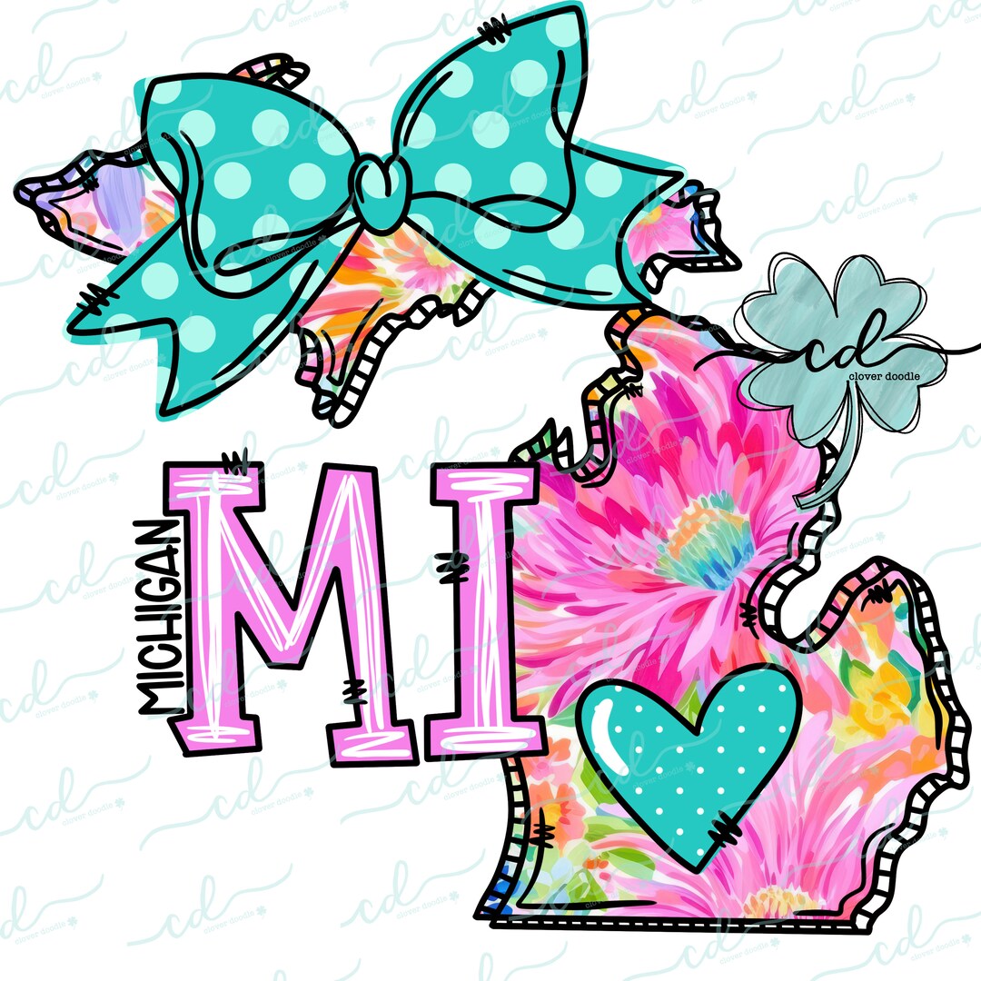 Doodle State Michigan- Floral- CD - PNG, Digital Download for ...