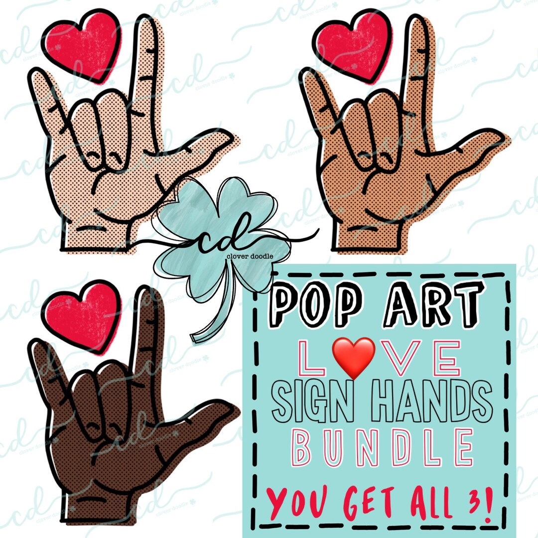 Pop Art Love Sign Hands Bundle - CD - PNG, Digital Download for ...