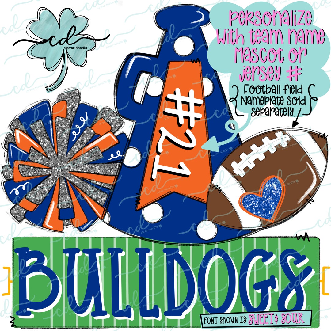 Football Cheer Trio- Royal Blue + Orange - CD - Faux Applique PNG ...