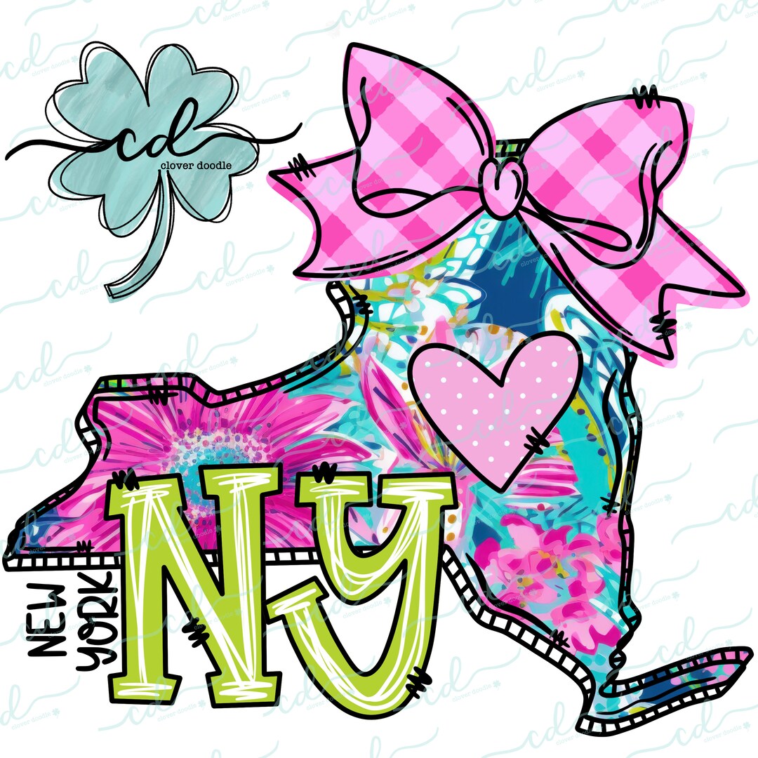 Doodle State New York- Floral- CD - PNG, Digital Download for ...