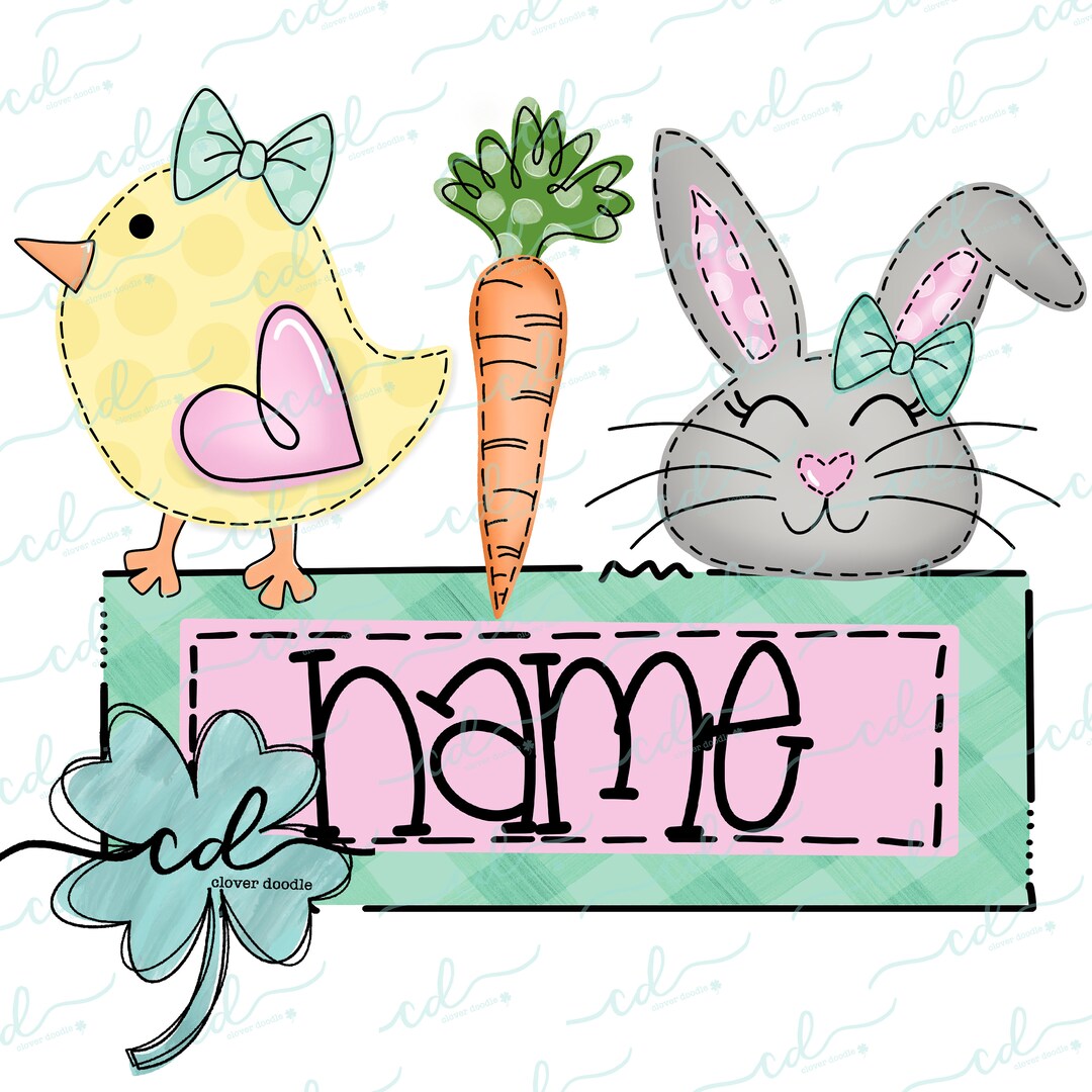 Easter Trio Girl CD Faux Applique PNG, Digital Download for Sublimation ...