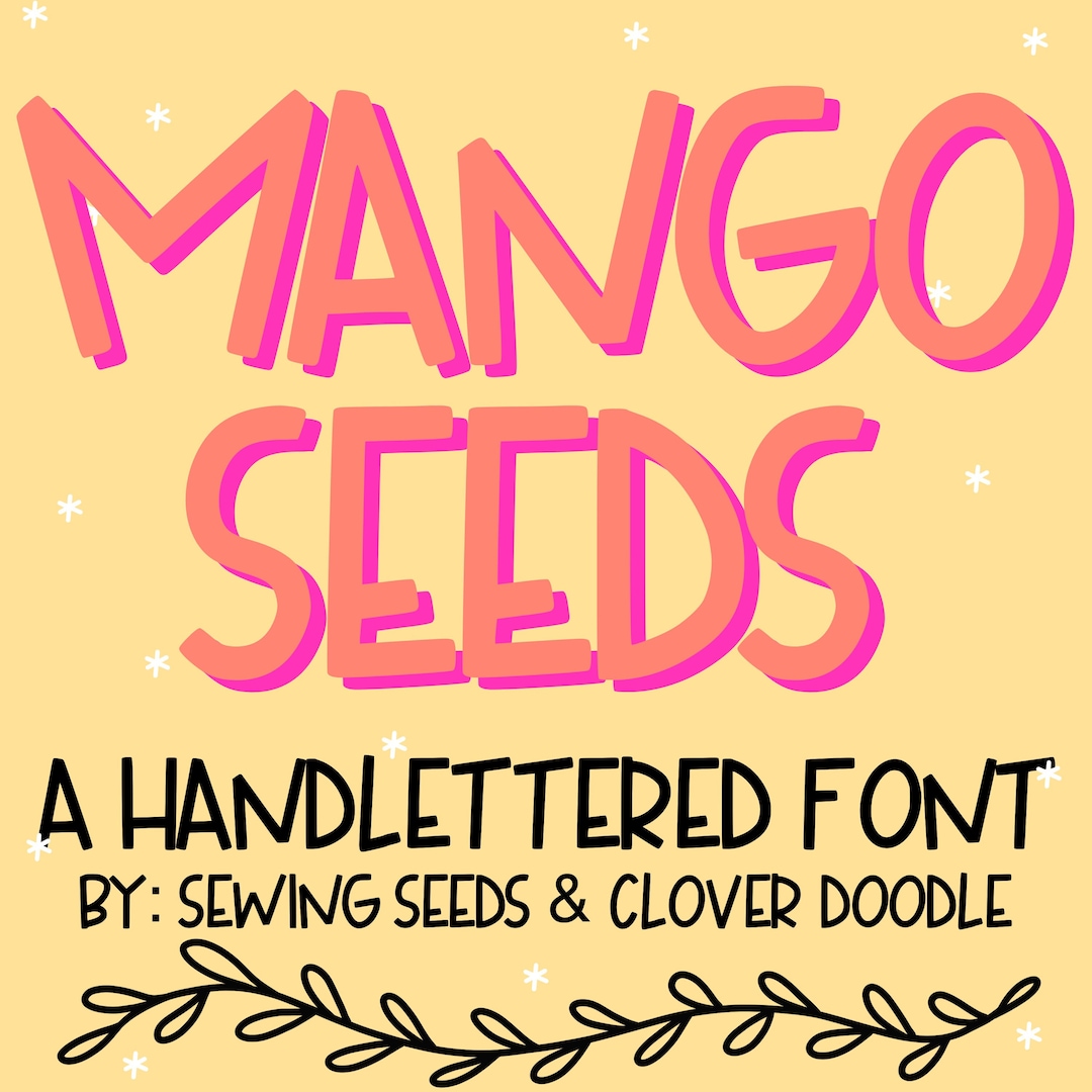 Mango Seeds - OTF Hand-lettered Font- SSCD - PNG, Digital Download for ...