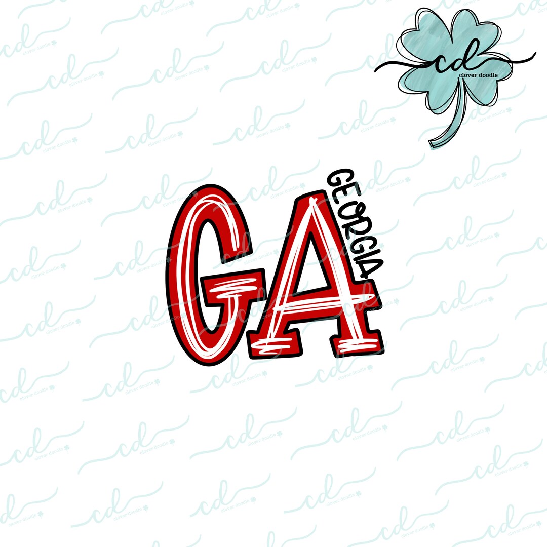 Doodle State Georgia Abbreviation- Red + Black - CD - Faux Applique PNG ...